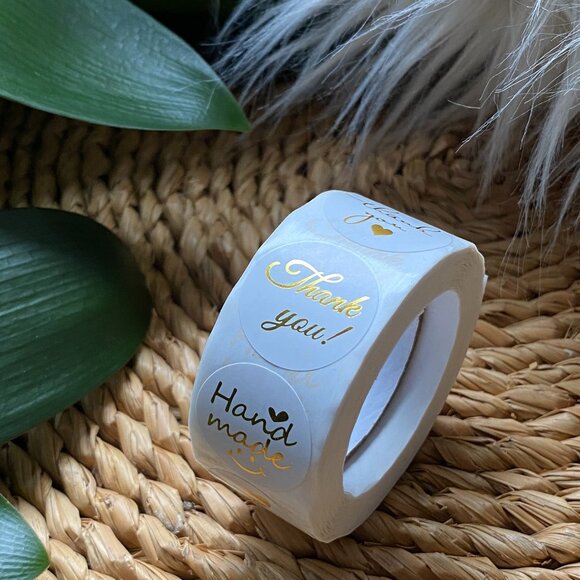 Thank You Stickers | Office | 50 Thank You Gold Foil Round Package ...